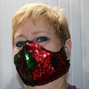 Hand Crafted | Accessories | Handmade Cloth Christmas Sequin Face Mask ...